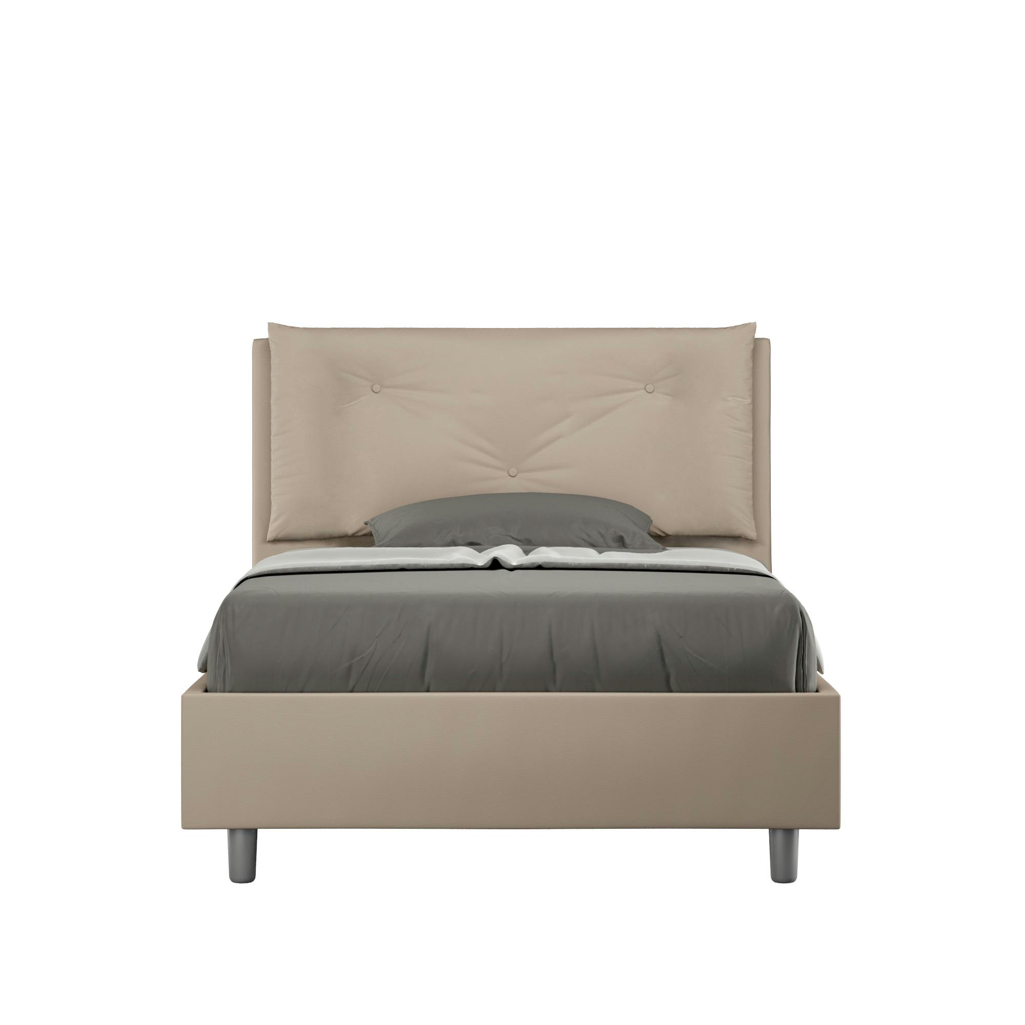 Cama con somier acolchada 120x210 cuero sintético gris paloma Appia | Makro
