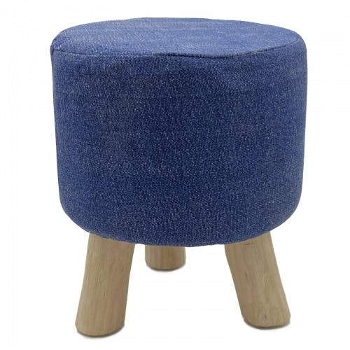 Holz- Sitzhocker Stone Washed blue Ø 35 cm H 45 cm Pouf m. Füßen aus ...