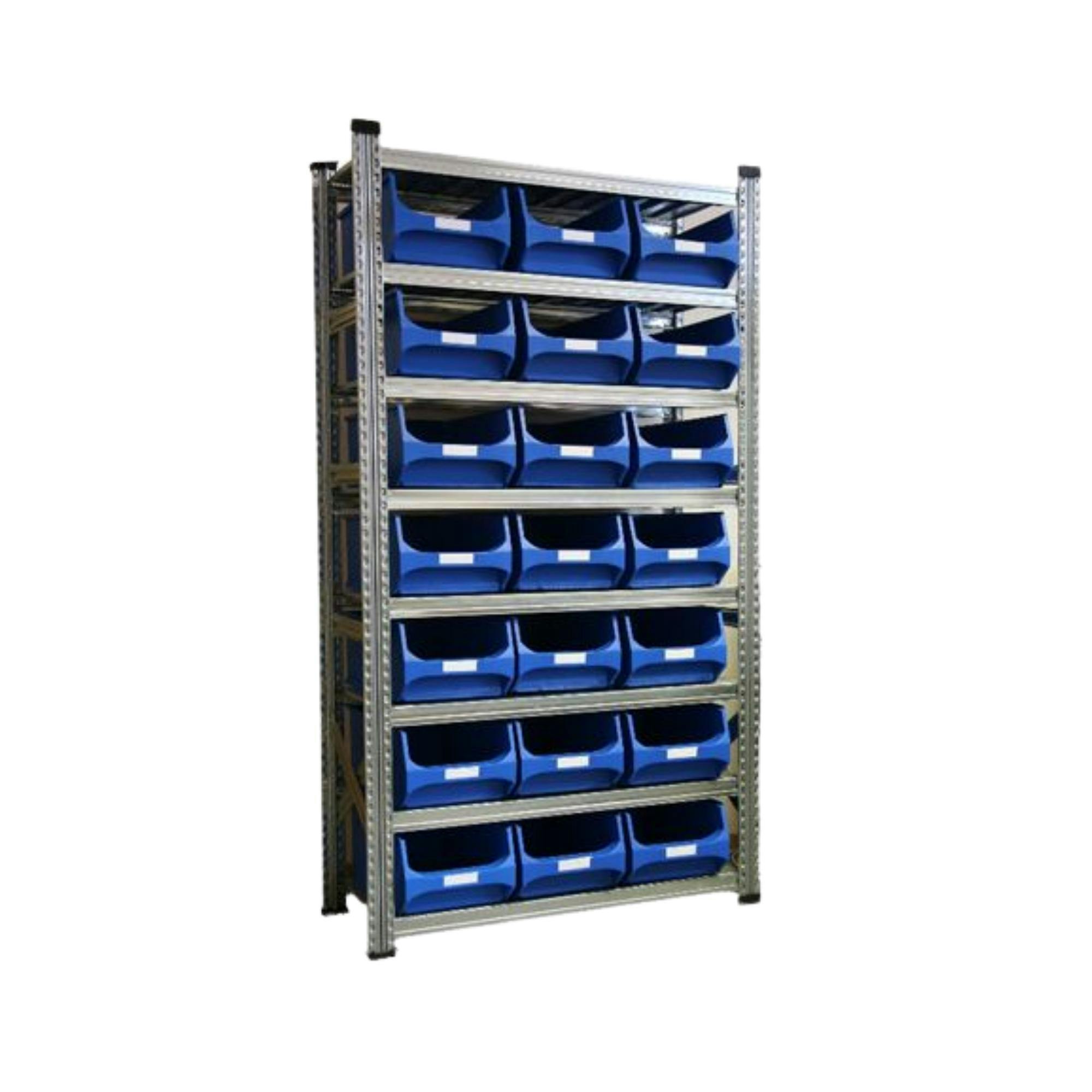 PROREGAL Fachbodenregal mit 21x Sichtlagerboxen 5.0 Blau | 8 Fachböden ...