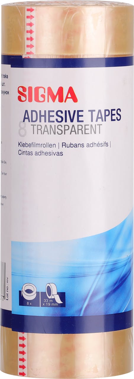 SIGMA Film adhésif AT 04, 19 mm x 33 m, transparent, 8 unités | METRO