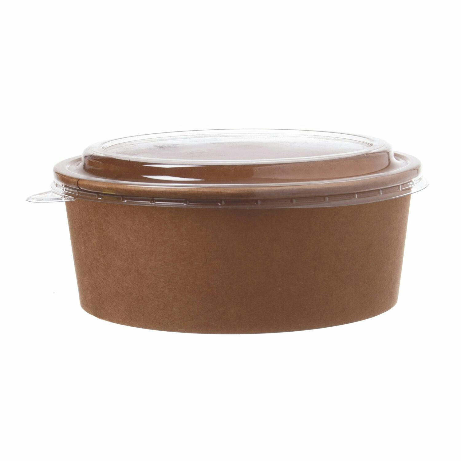 50x Salatschalen braun aus Pappe/PLA mit Deckel transparent aus RPET ...