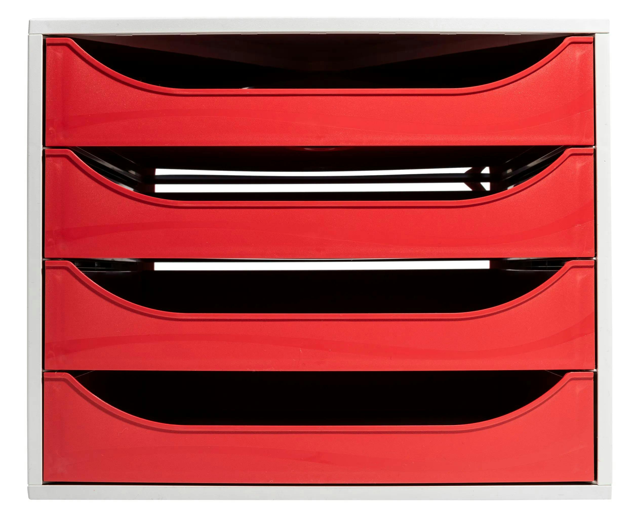 Exacompta 2286107D ECOBOX Schubladenbox mit 4 Schubladen - Rot | METRO