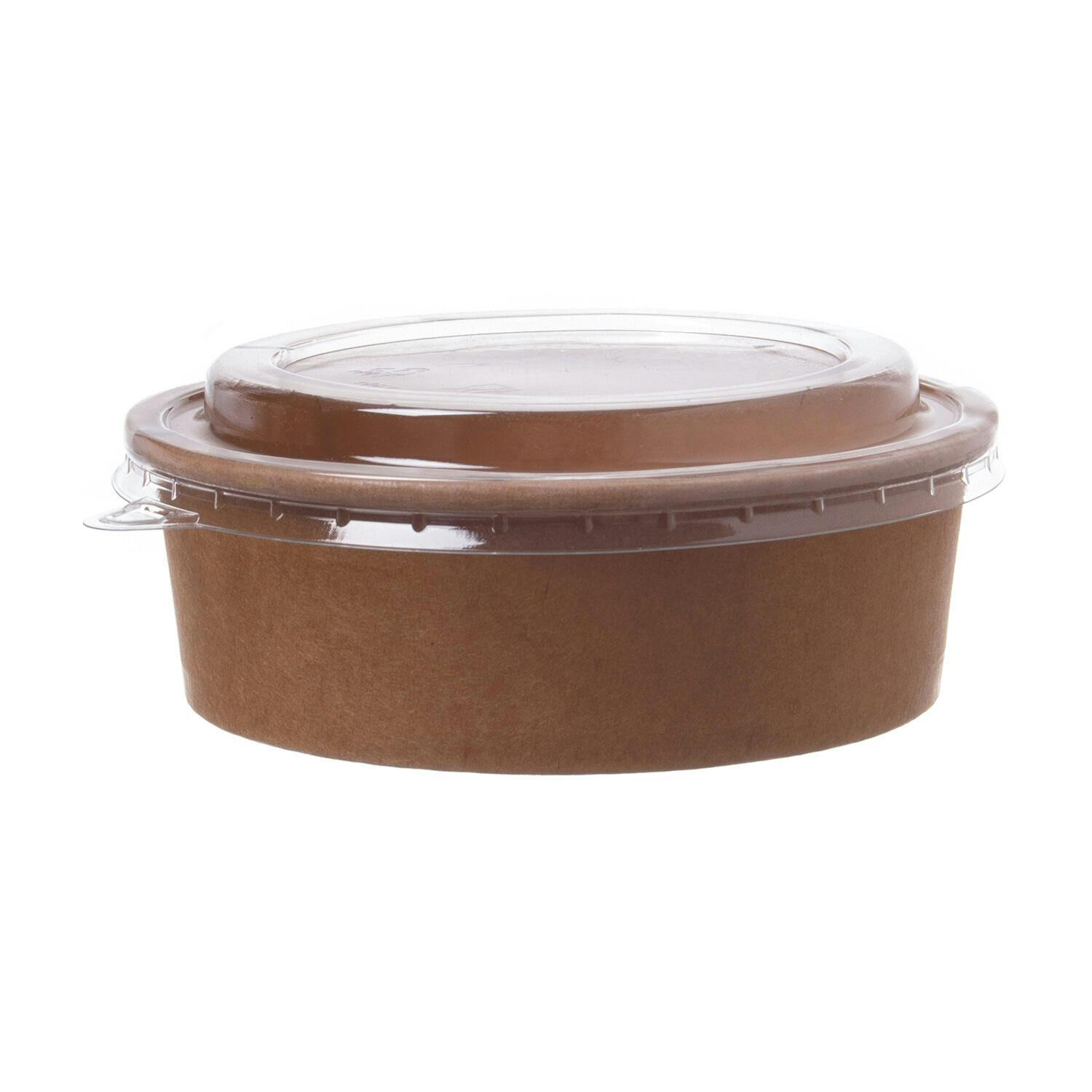 50x Salatschalen braun aus Pappe/PLA mit Deckel transparent aus RPET ...