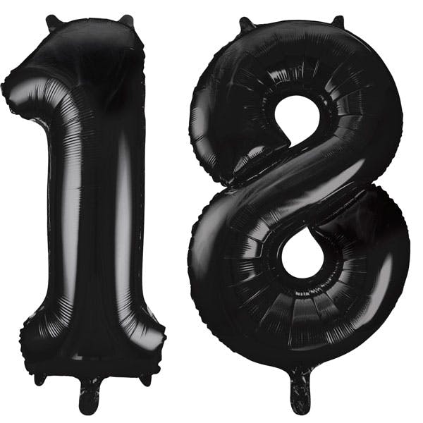 XL Folienballon schwarz Zahl 18 | METRO