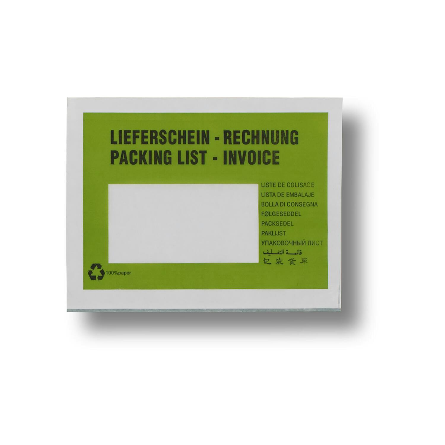 1000x Dokumententaschen aus Pergamin Papier Lieferschein/Rechnung grün ...