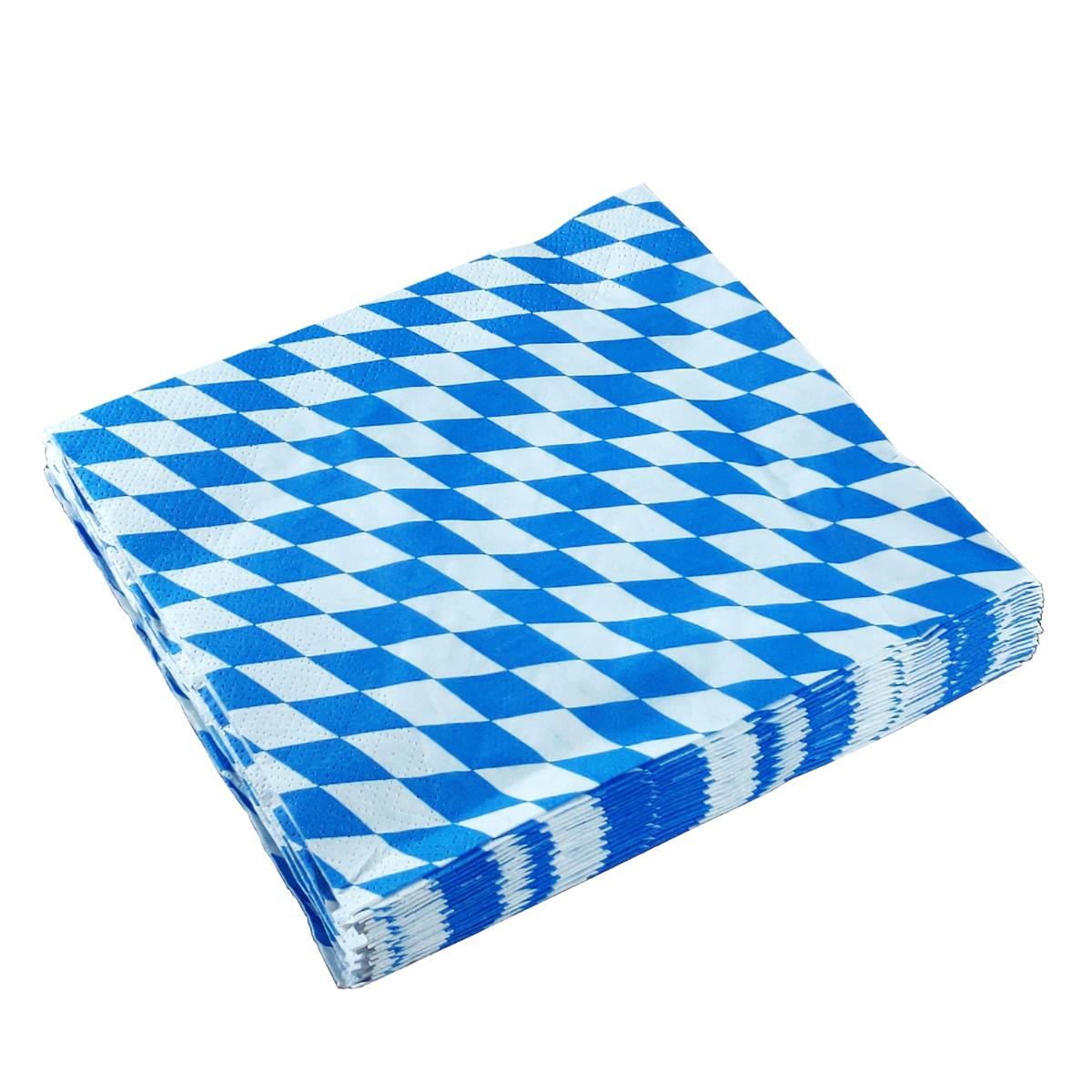 20 Servietten 3-lagig 33x33cm Raute weiß-blau Bayern Oktoberfest | METRO