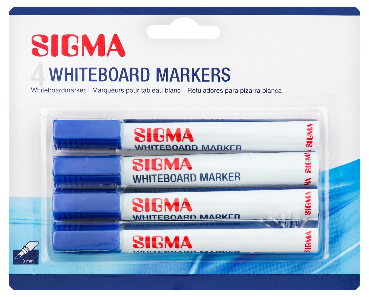 SIGMA Marcador para quadro branco, azul, ponta redonda, largura do ...
