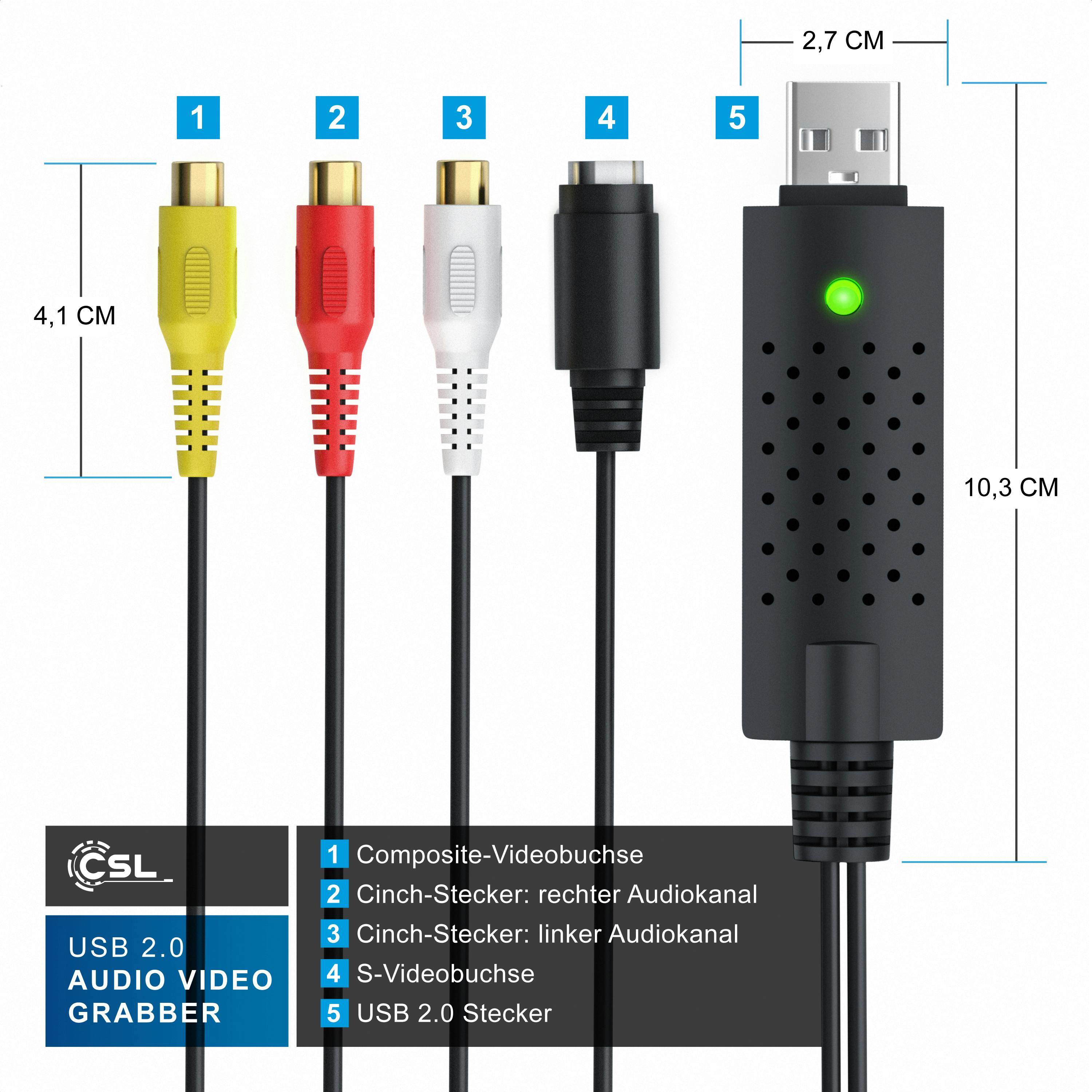 CSL Video Grabber USB Typ A, S-Video, Composite CVBS, Cinch zu USB 2.0 ...