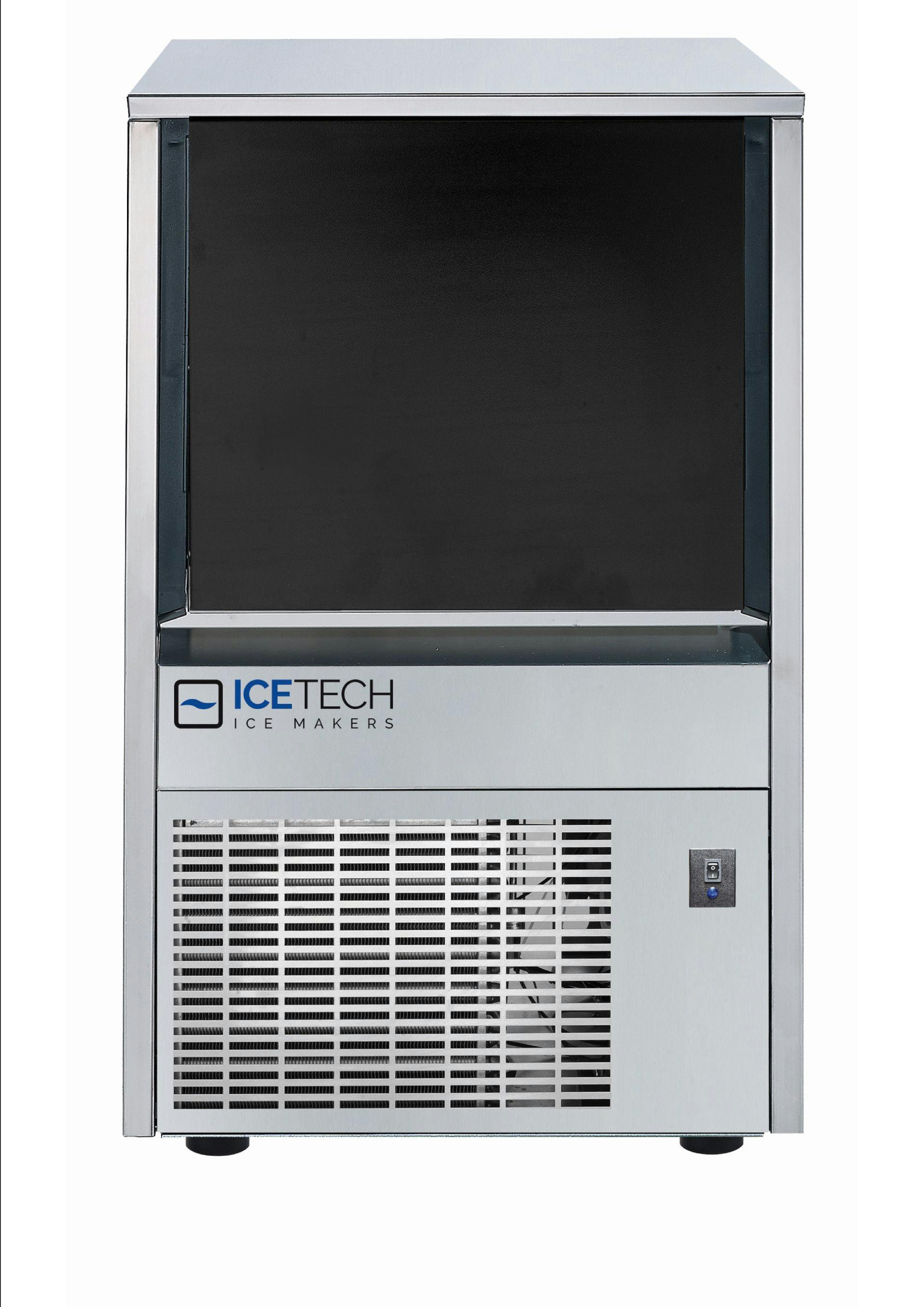 Produttore di ghiaccio 22 kg cubetto vuoto da 20 gr. Deposito 6 kg. Carrozzeria inox ...