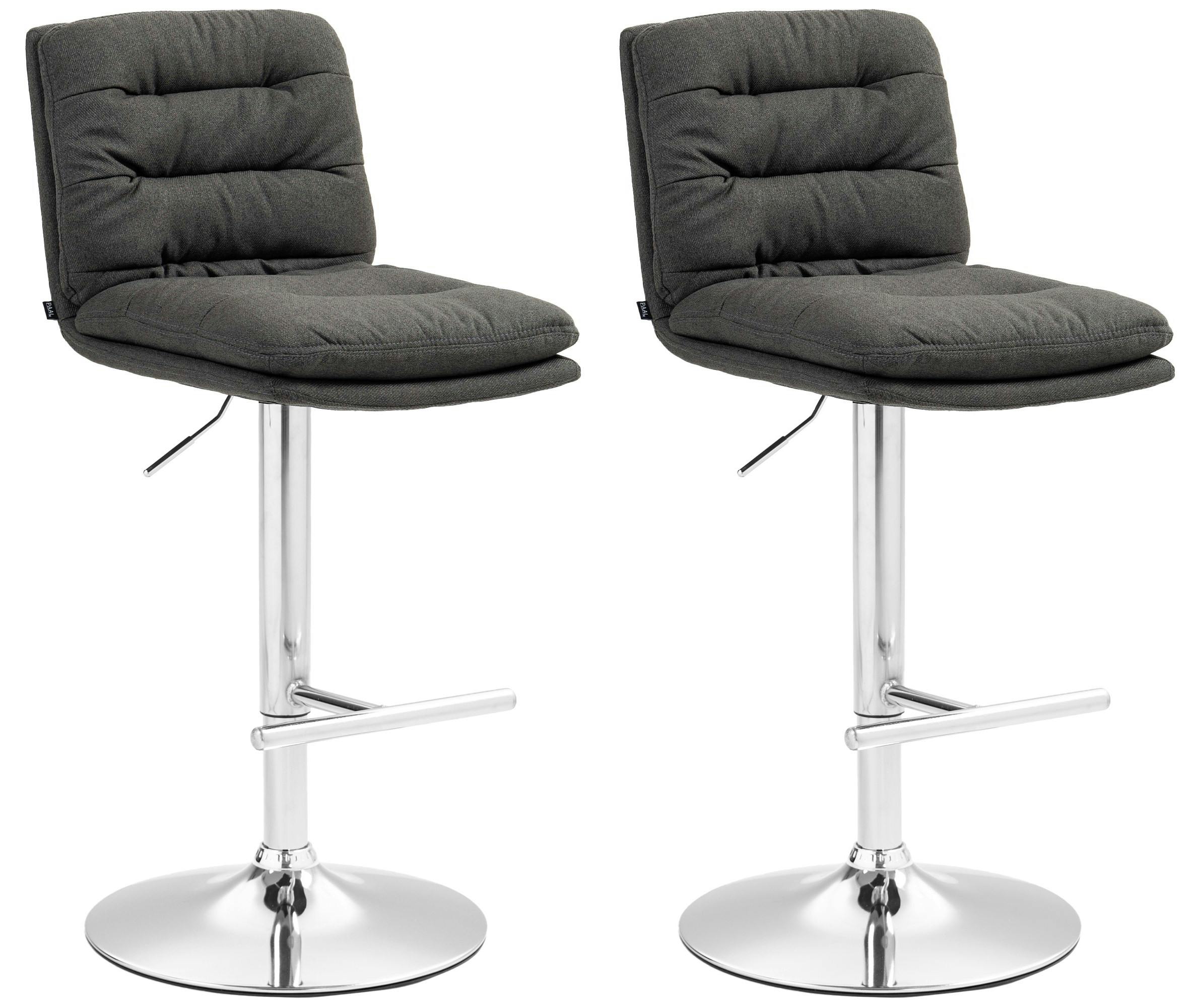 DELUKE® Barhocker 2er Set TURIN - Dunkelgrau, Stoff, Chrom | Barhocker mit Lehne Barstuhl ...