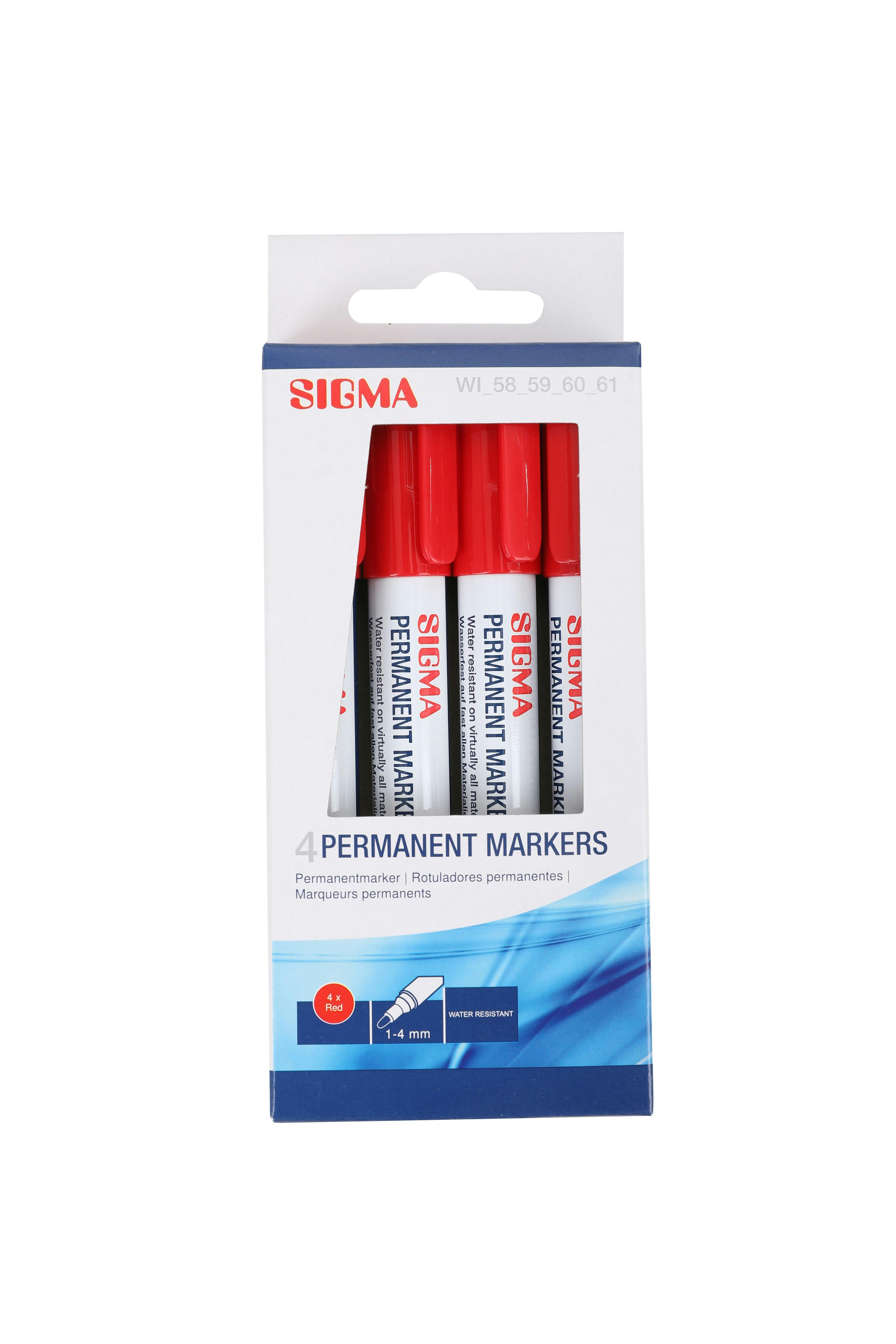 SIGMA Permanentmarker, rot, Rundspitze, Strichstärke: 1-4 mm ...