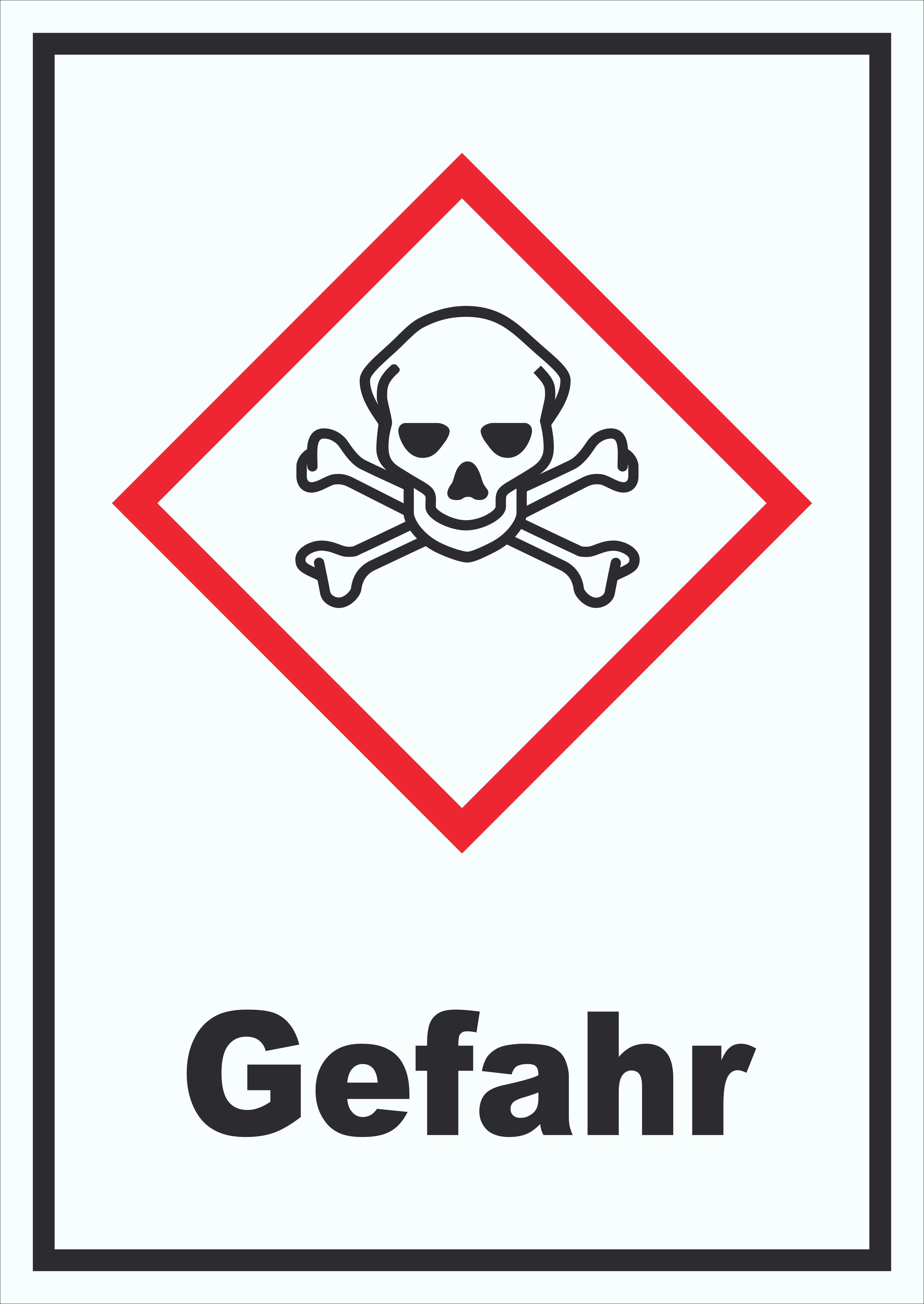 Schild akut toxisch Gefahr Toxizität Totenkopf hochkant A0 Rückseite ...