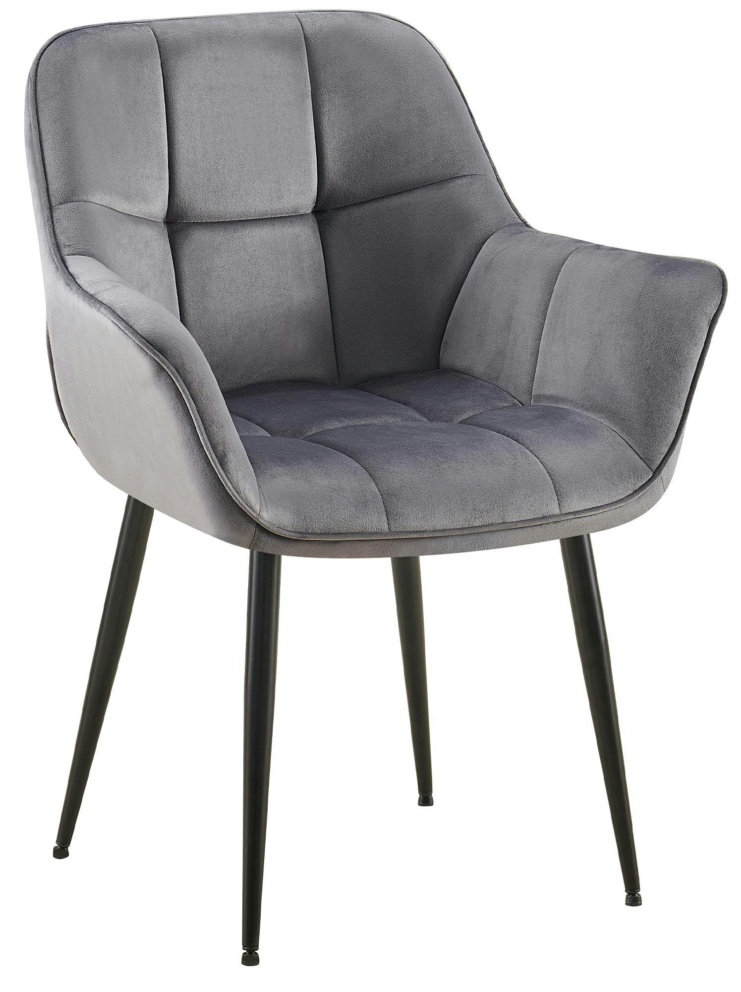 Sedia da pranzo in velluto Roseville grigio scuro | METRO