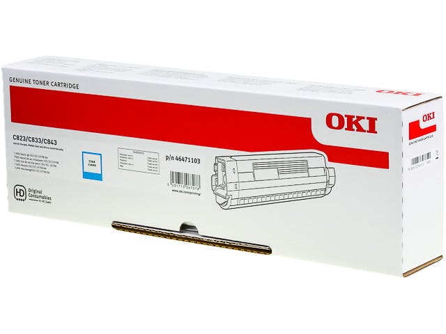 OKI C823/C833/C843 Cartouche de TONER ORIGINAL CYAN - 46471103 | METRO