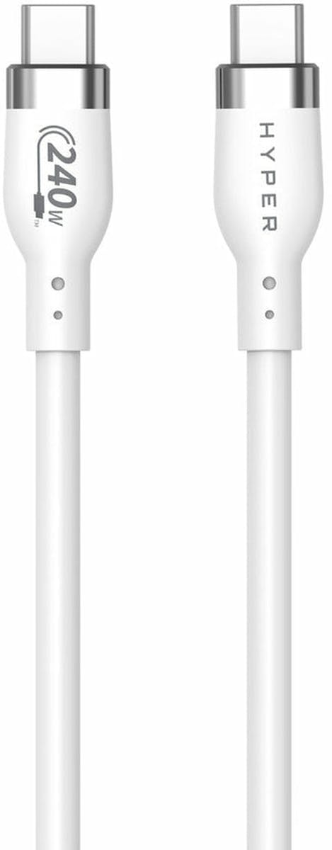 Hyper 2M Silicone 240W USB-C Charging Cable, White | METRO