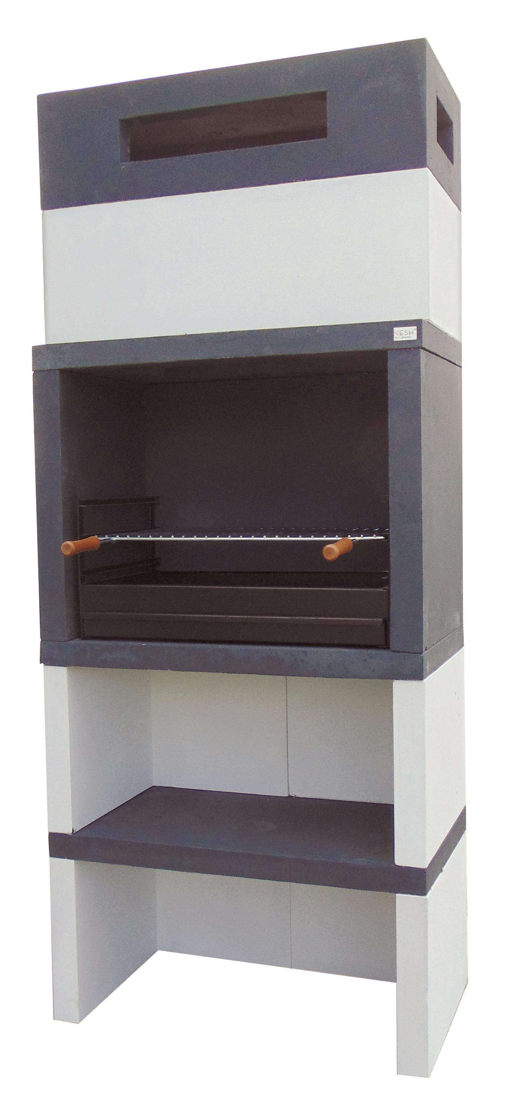 BARBECUE WIDE - Barbecue simple en béton peint en blanc et noir ...