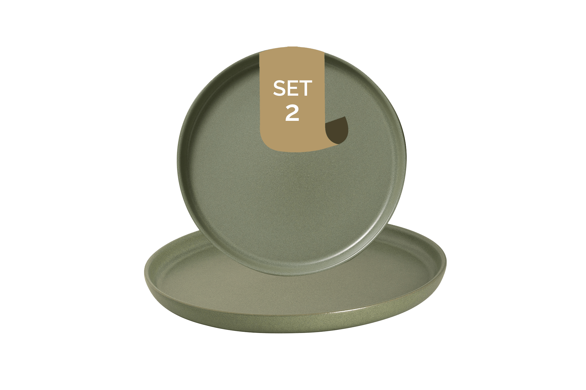 Palmer Bord Sandy Loam 28 cm Groen Stoneware 2 stuks | Makro