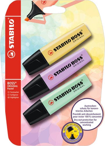 Textmarker - STABILO BOSS ORIGINAL Pastel - 3er Pack - pudriges Gelb ...