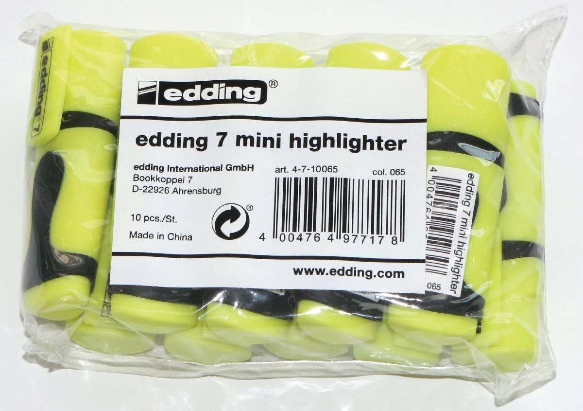 Textmarker edding 7 mini highlighter 1-3 mm VE=50x10 Stück Polybeutel ...