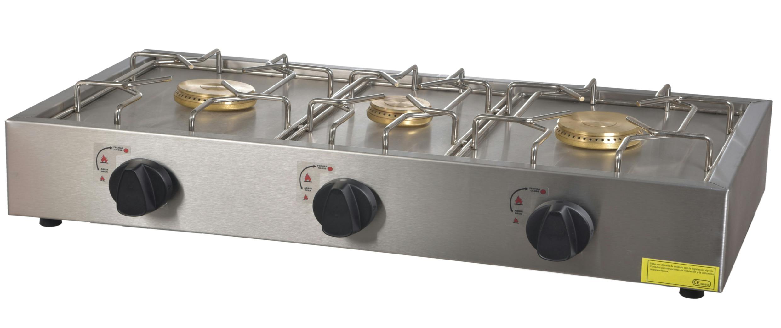 Fogón de 3 fuegos. Se suministra preparado para gas butano-propano. | Makro