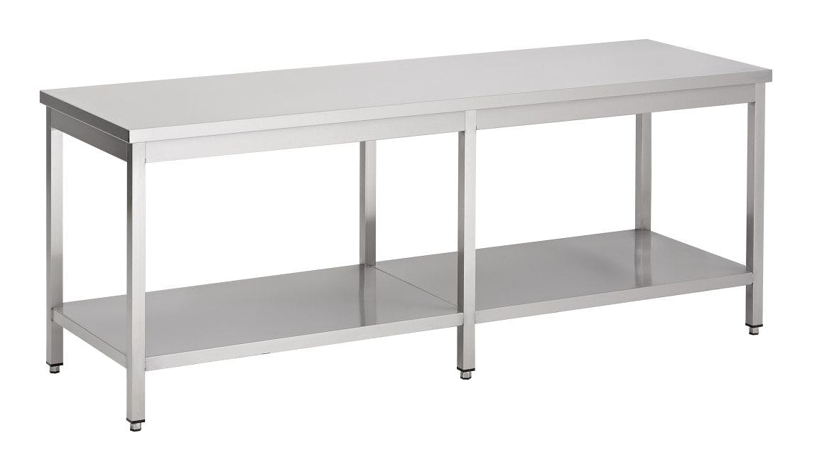 Table Inox Professionnelle Avec Etagère Basse et Renfort - Gamme 600 - Combisteel - l290- L290 ...