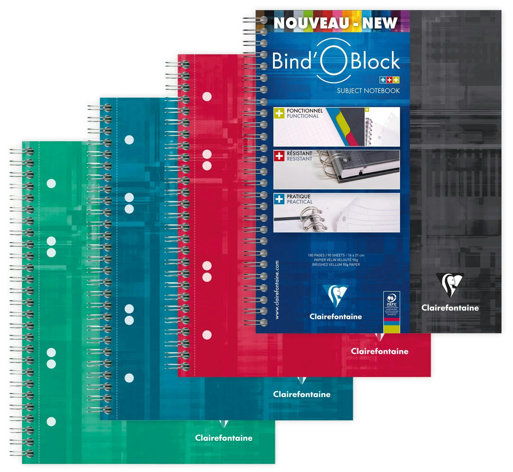 Clairefontaine 5x Bind'O Block A5, Doppelspiralbindung, 90 Blatt ...