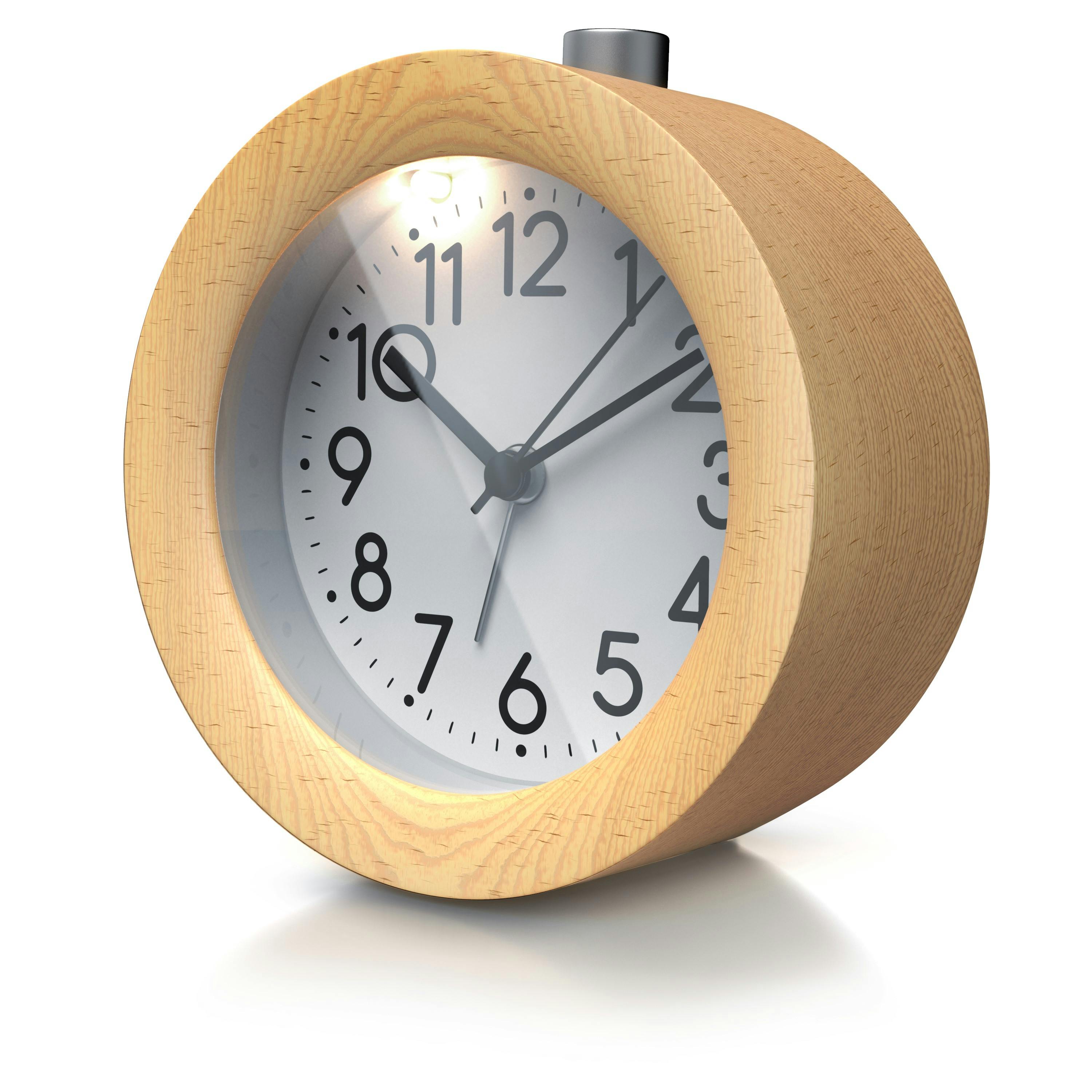 BEARWARE Analoger Wecker mit rundem Holzkorpus Holz Wecker mit ...