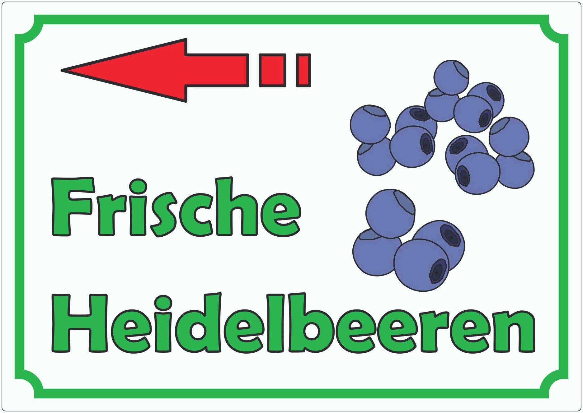 Werbeaufkleber Aufkleber Heidelbeeren mit Pfeil nach links A3 ...