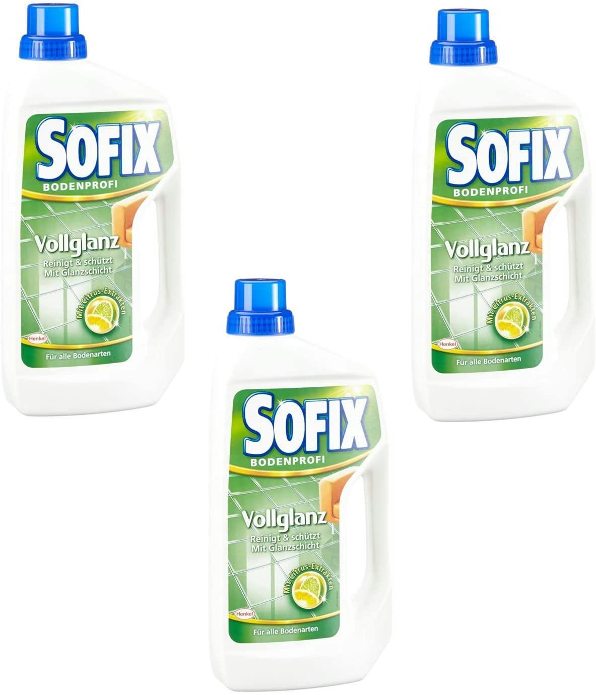 Sofix Vollglanz Reiniger 3x1 l für alle Böden Bodenreiniger Reinigen ...
