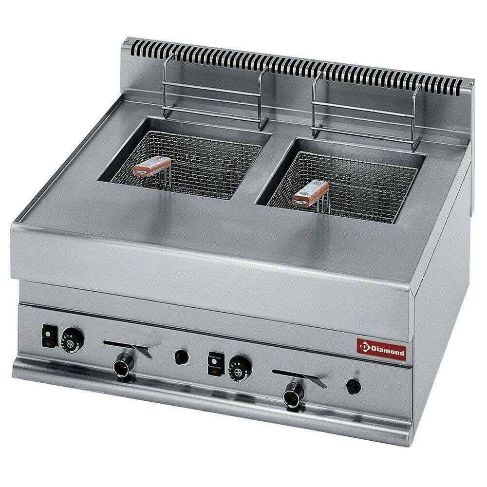 Gastro Gas-Fritteuse Doppelbecken je 8 l Kapazität Inhalt Standgerät ...