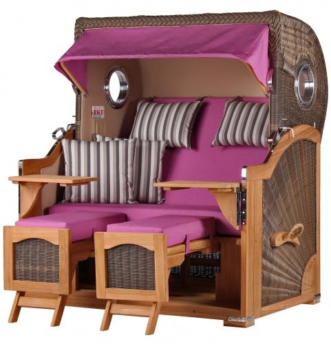 Strandkorb Rantum Grande Strandkörbe Teak PE grey Dessin 538 Volllieger ...