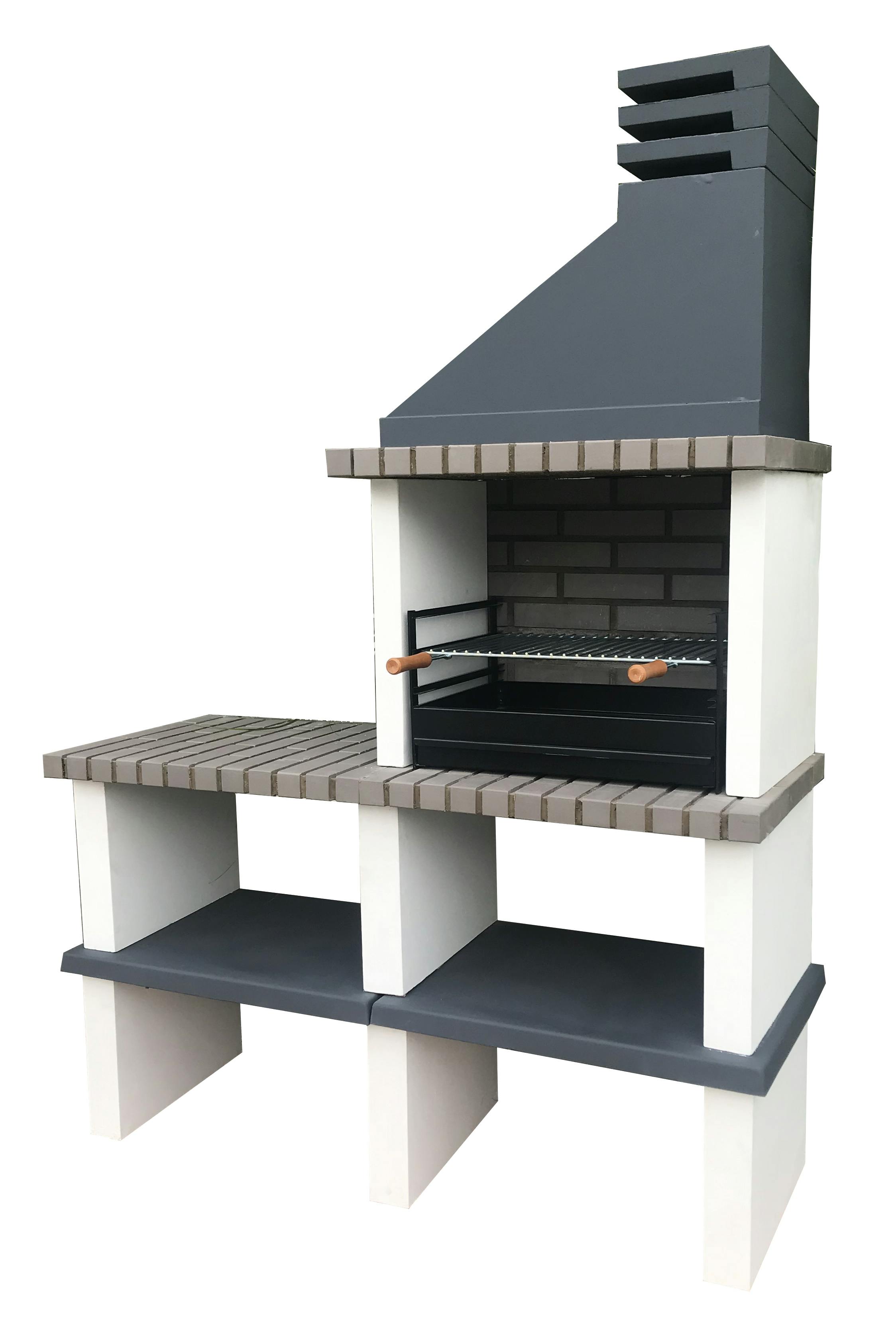 BARBECUE PARTNER - Barbecue avec 2 bancs, en brique et béton gris ...