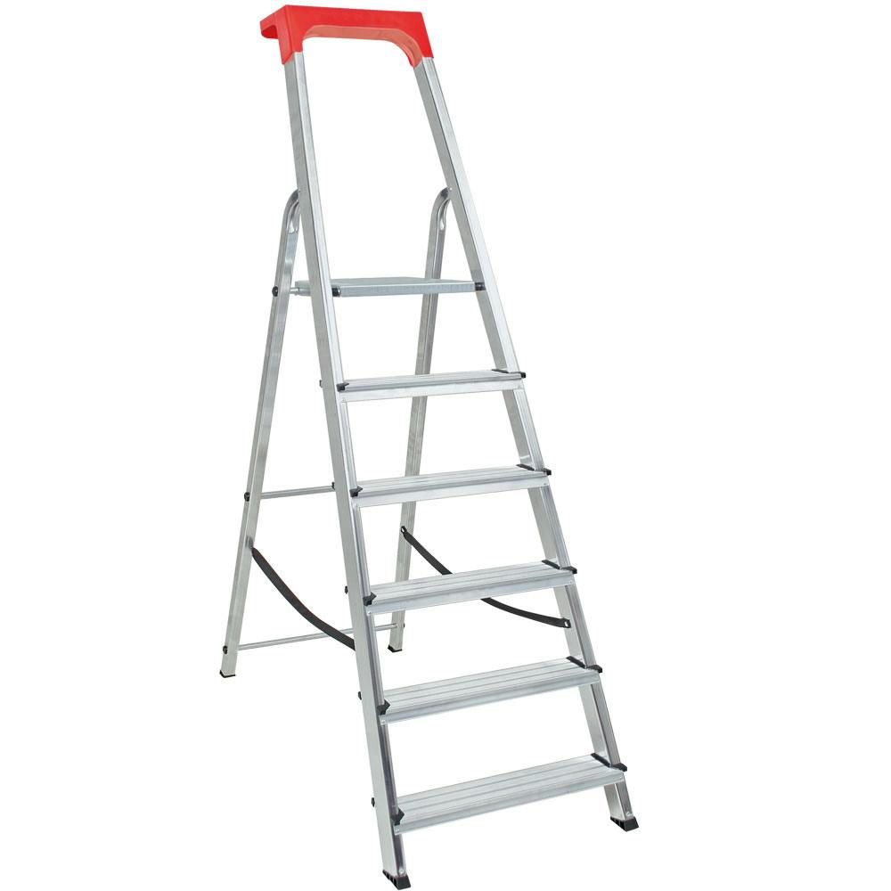 Alu-Stufenleiter mit 6 Stufen, erreichbare Arbeitshöhe 3210 mm | METRO