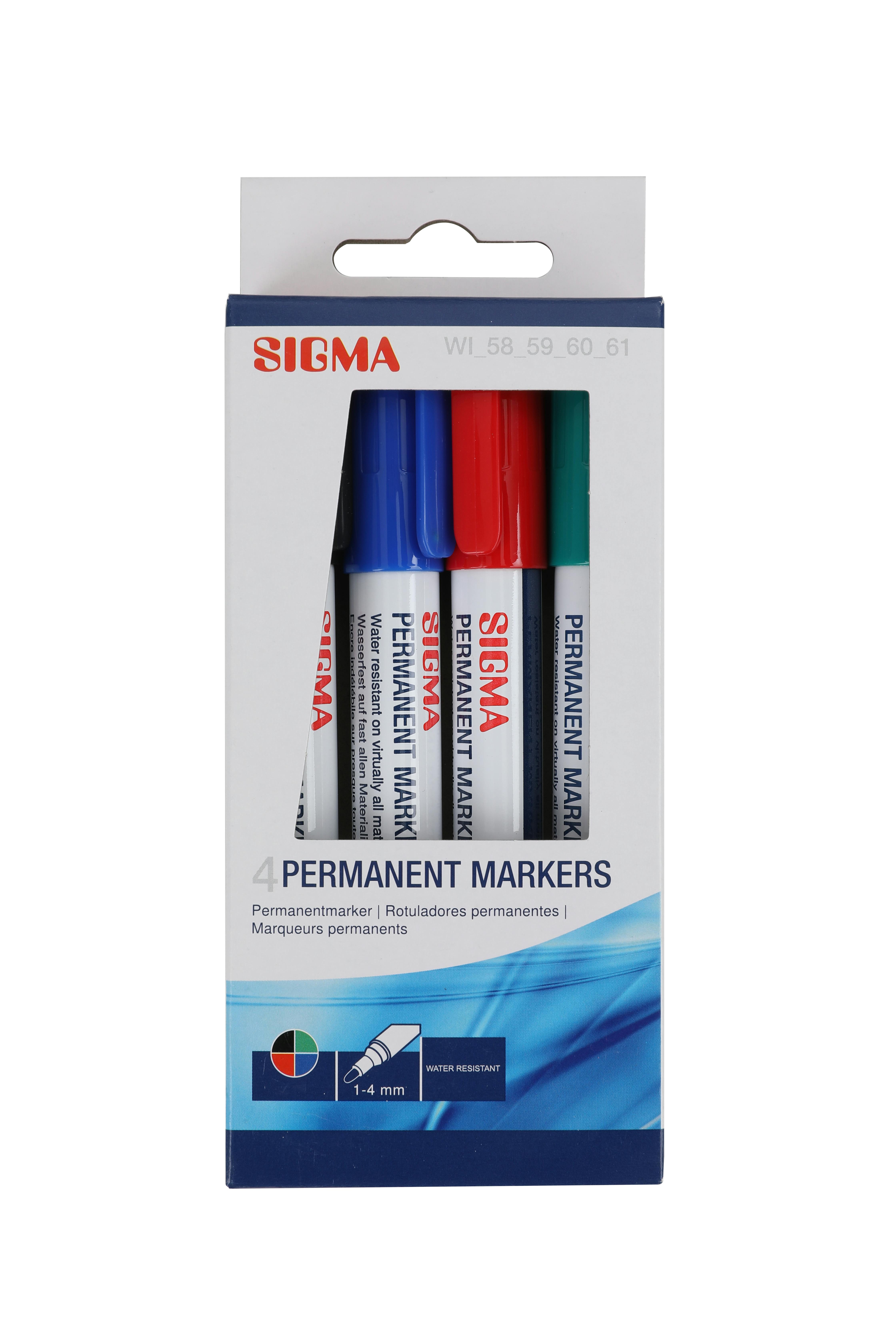 SIGMA Permanentmarker, farbig sortiert, Rundspitze, Strichstärke: 1-4 ...