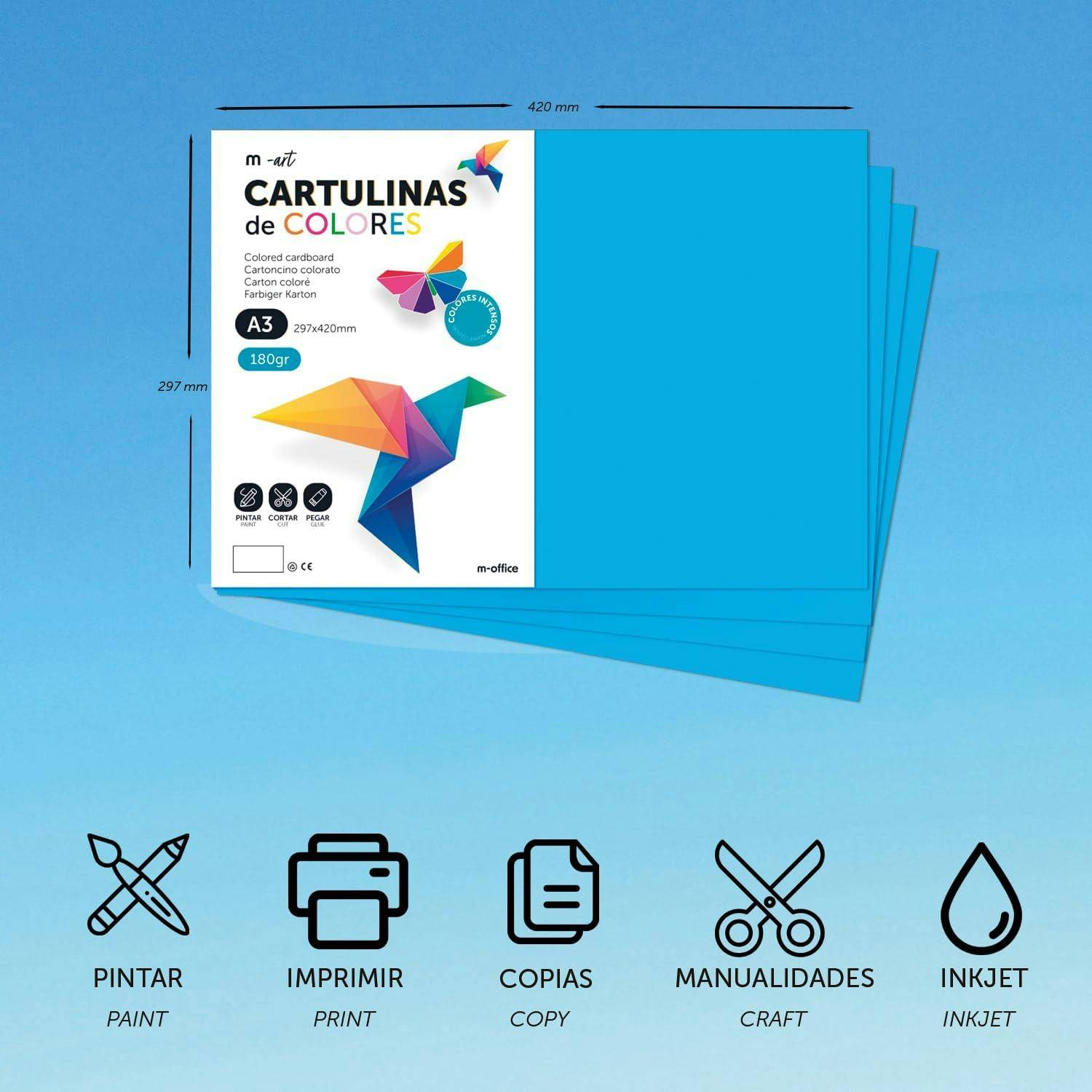 Cartulina de Colores, Cartulina A3 Colores Intensos,Hojas de Colores ...