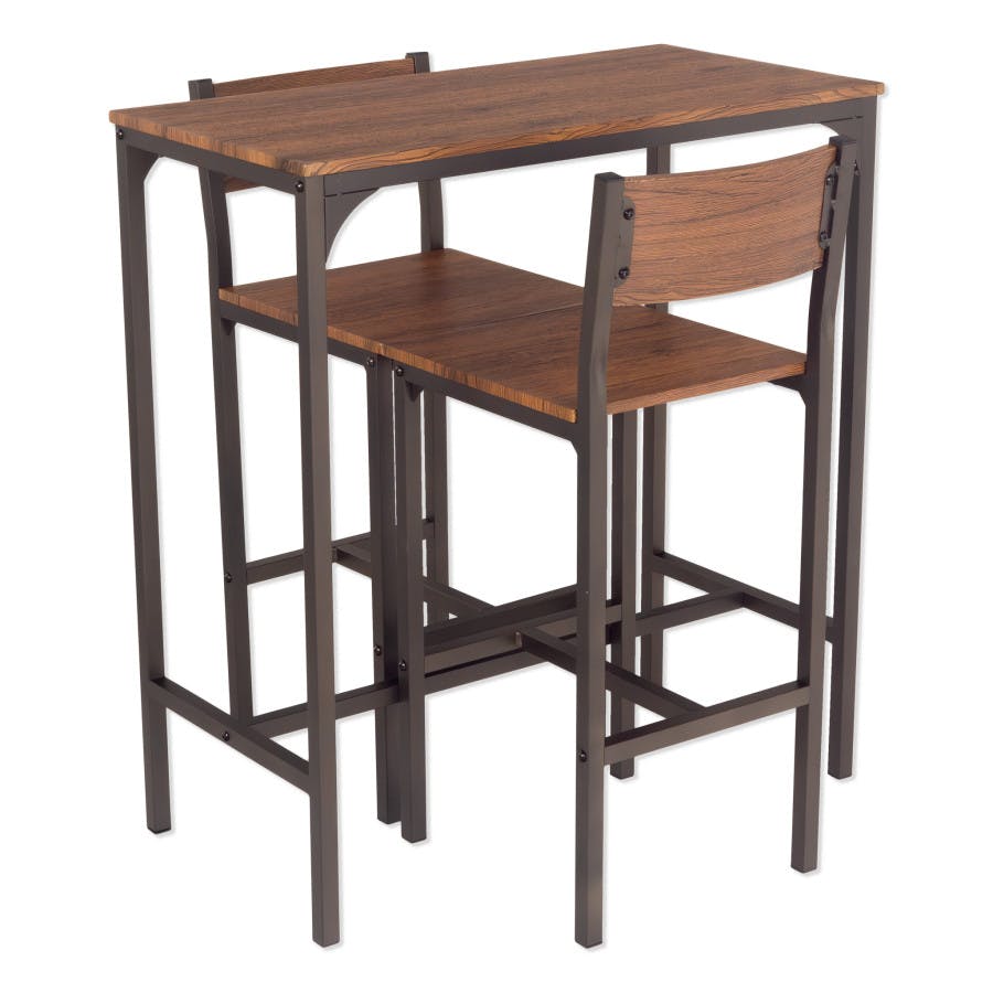 Set Table de bar et 2 tabourets modèle VENICE en noyer brun style ...