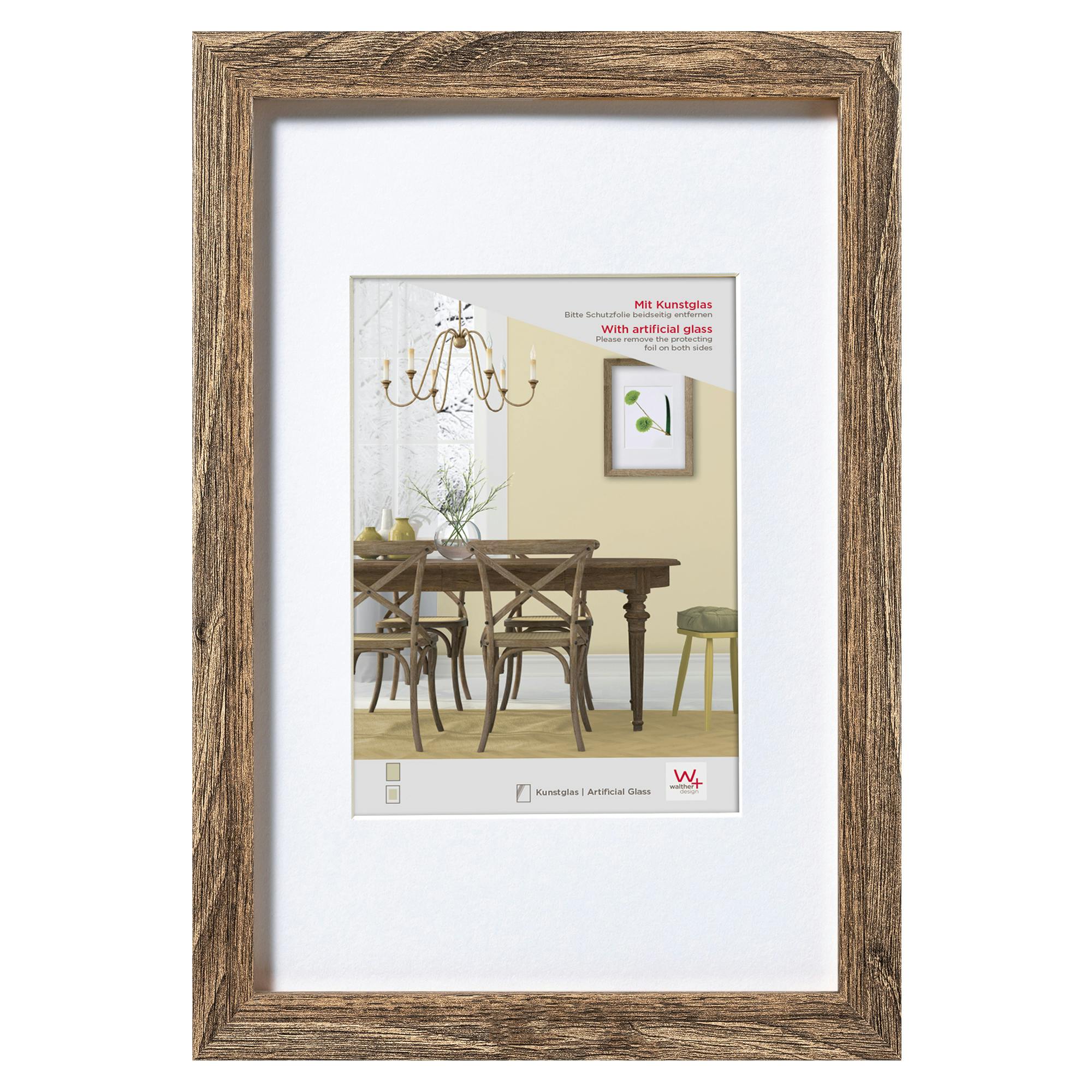 Marco para fotos Fiorito de madera, vidrio artístico, 50x70 cm, nogal ...