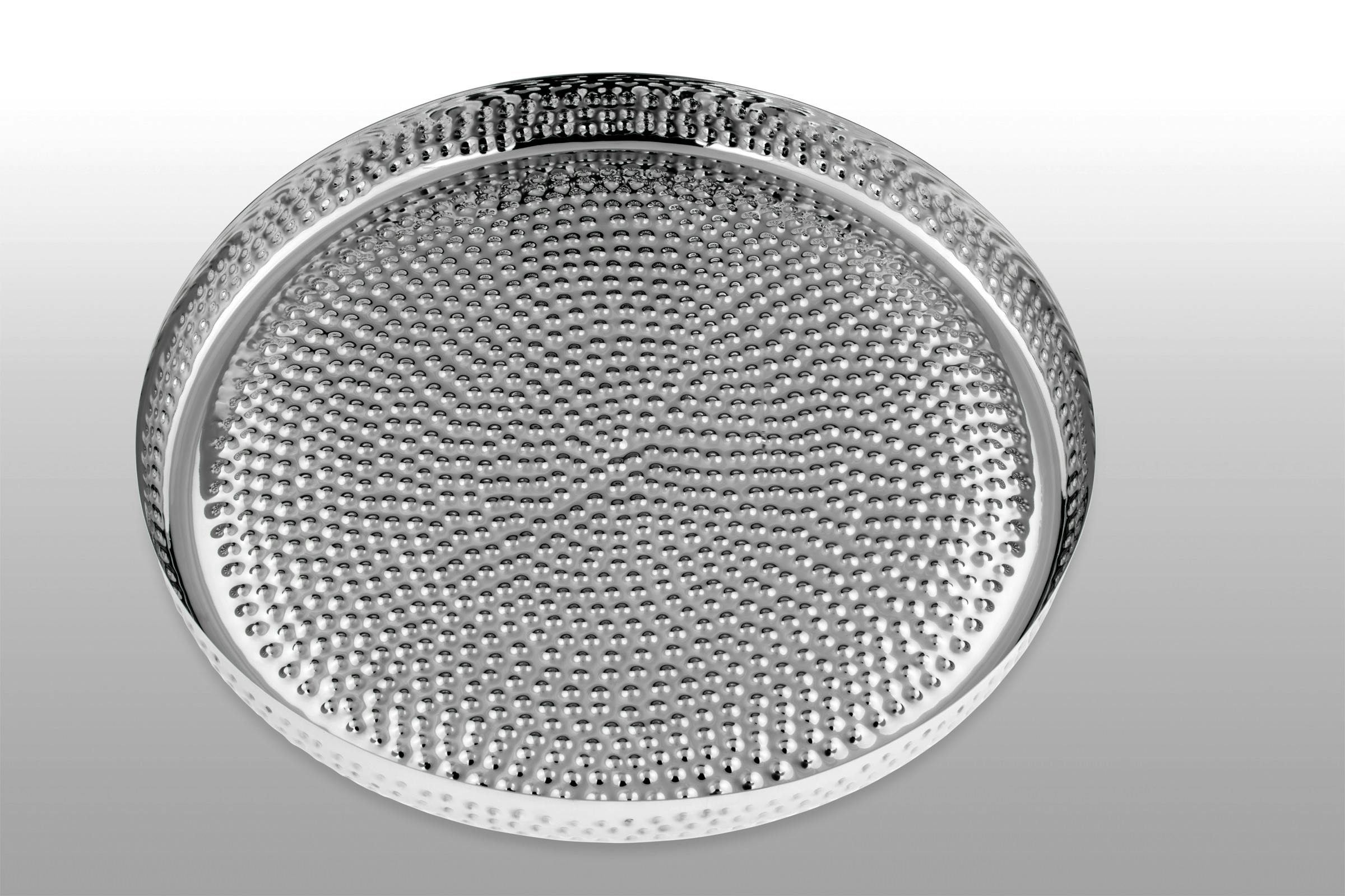 Tablett rund, gehämmert Edelstahl D: 39,0cm, H: 4,0cm | METRO
