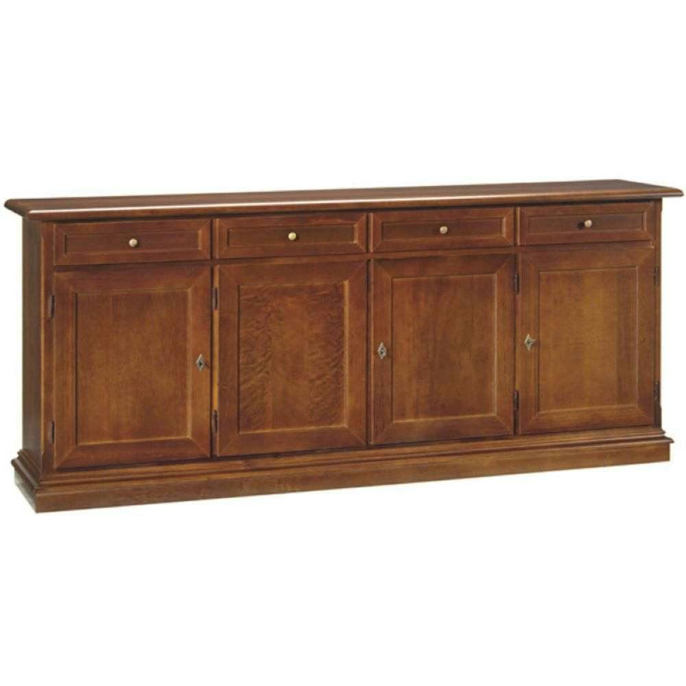 shopinnovativo Credenza color noce con 4 ante e 4 cassetti, in stile classico, in legno e mdf ...