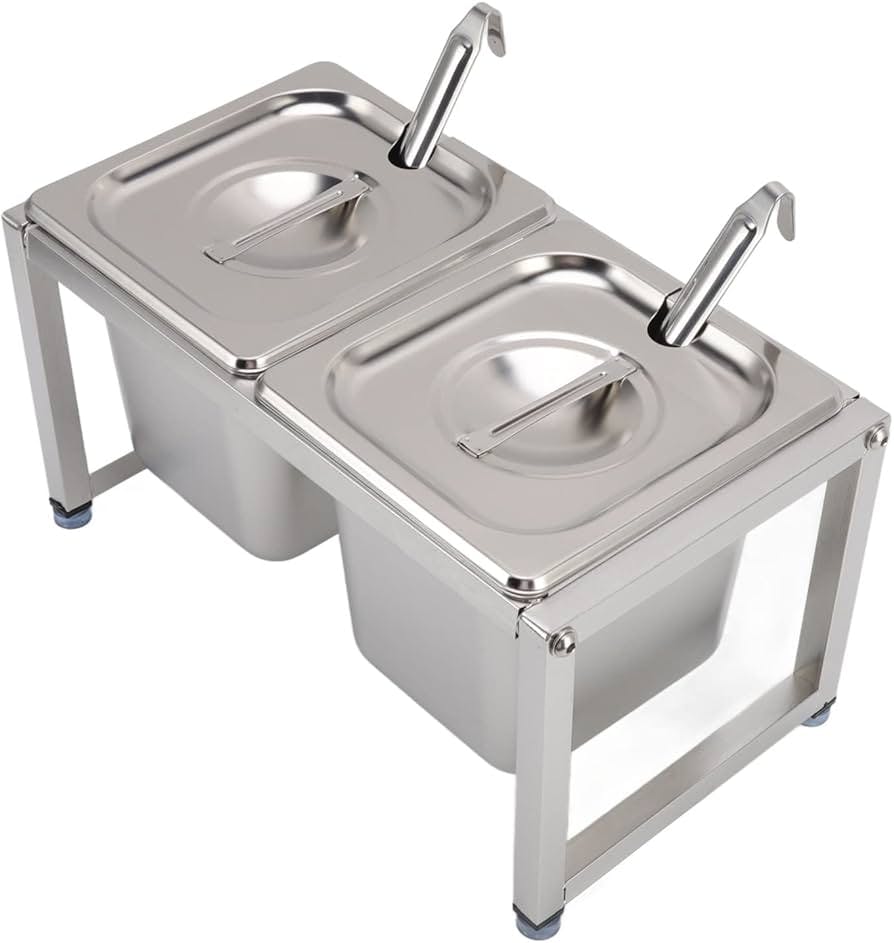 Soporte de recipientes Gastronorm con 2 recipientes GN 1/6 y 2 cucharas ...