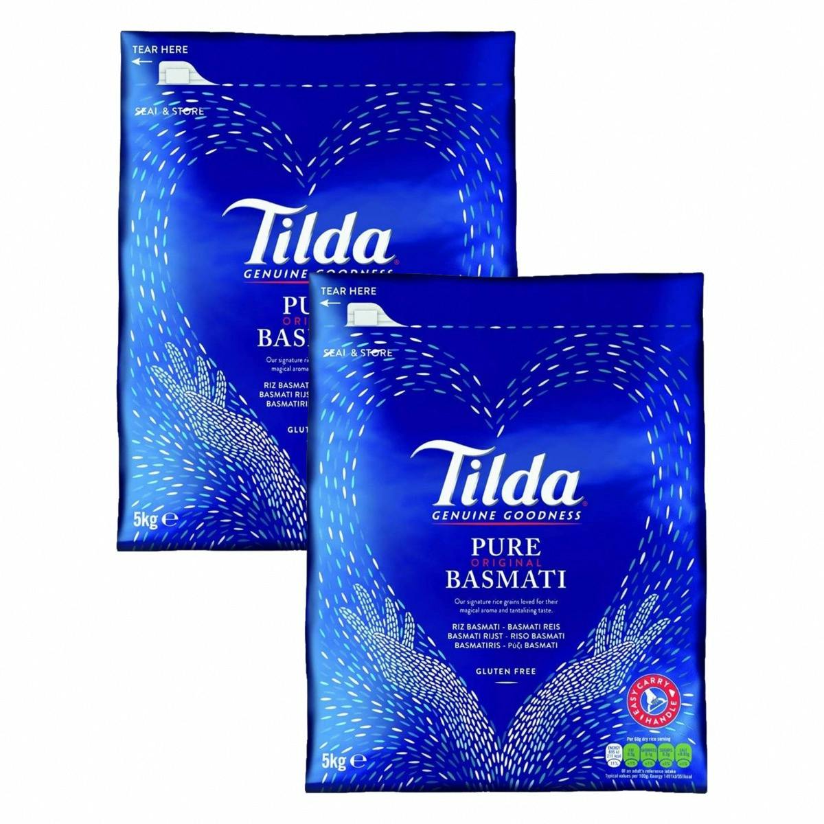 Riz Basmati Long Pure Original - Marque TILDA - Sac de 5KG - Sans gluten 2 sacs de 5KG | METRO