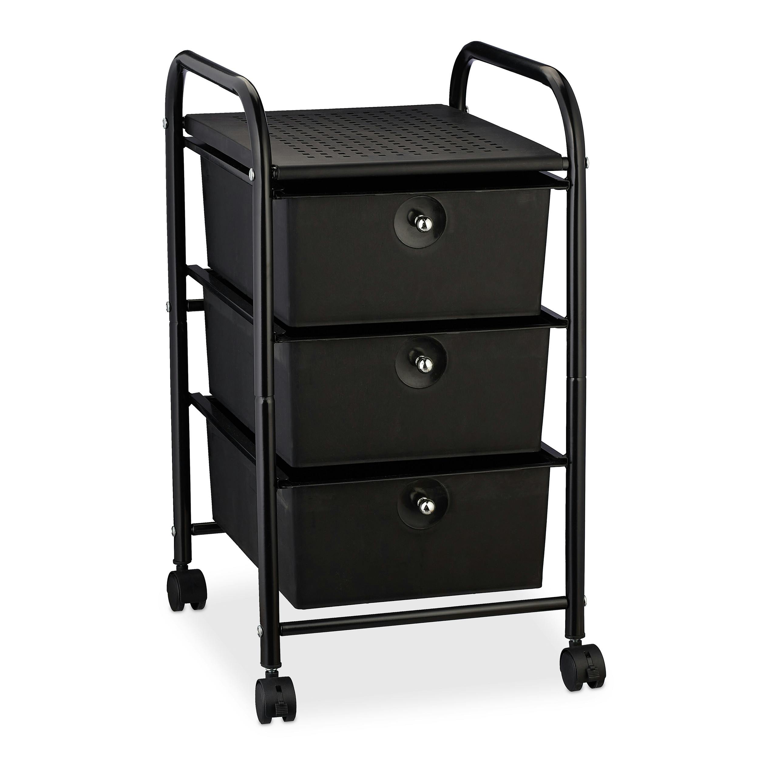 Relaxdays Badrollwagen, 3 Schubladen, Metall & Kunststoff ...