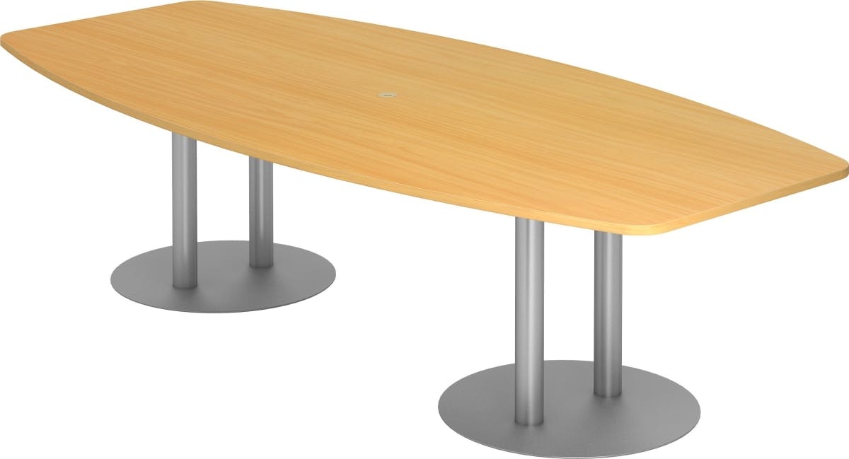 Konferenztisch T-Serie 280x130/85cm Säulenfuß buche/silber | METRO