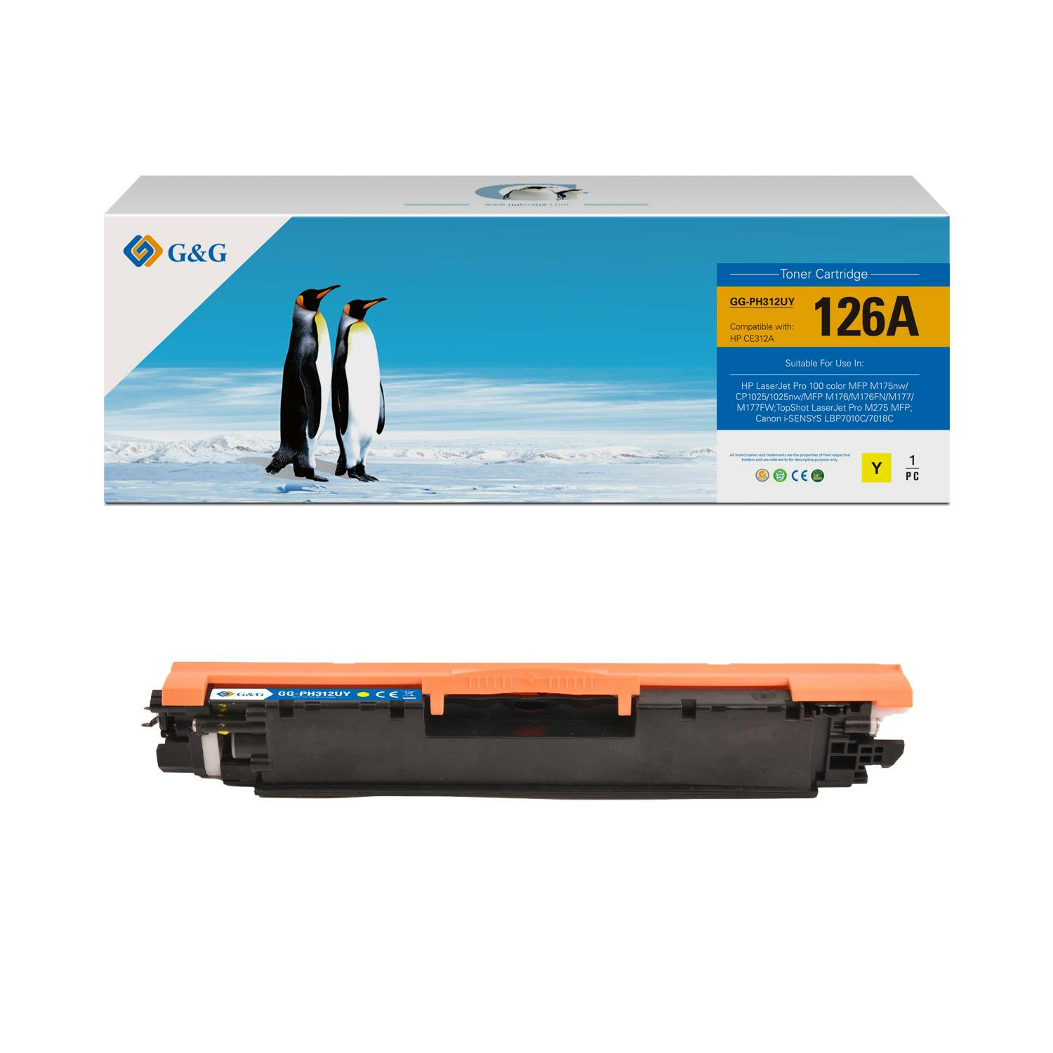 G&G CE312A toner compatibel met HP 126A Tonercartridge Geel 1 stuck (s ...