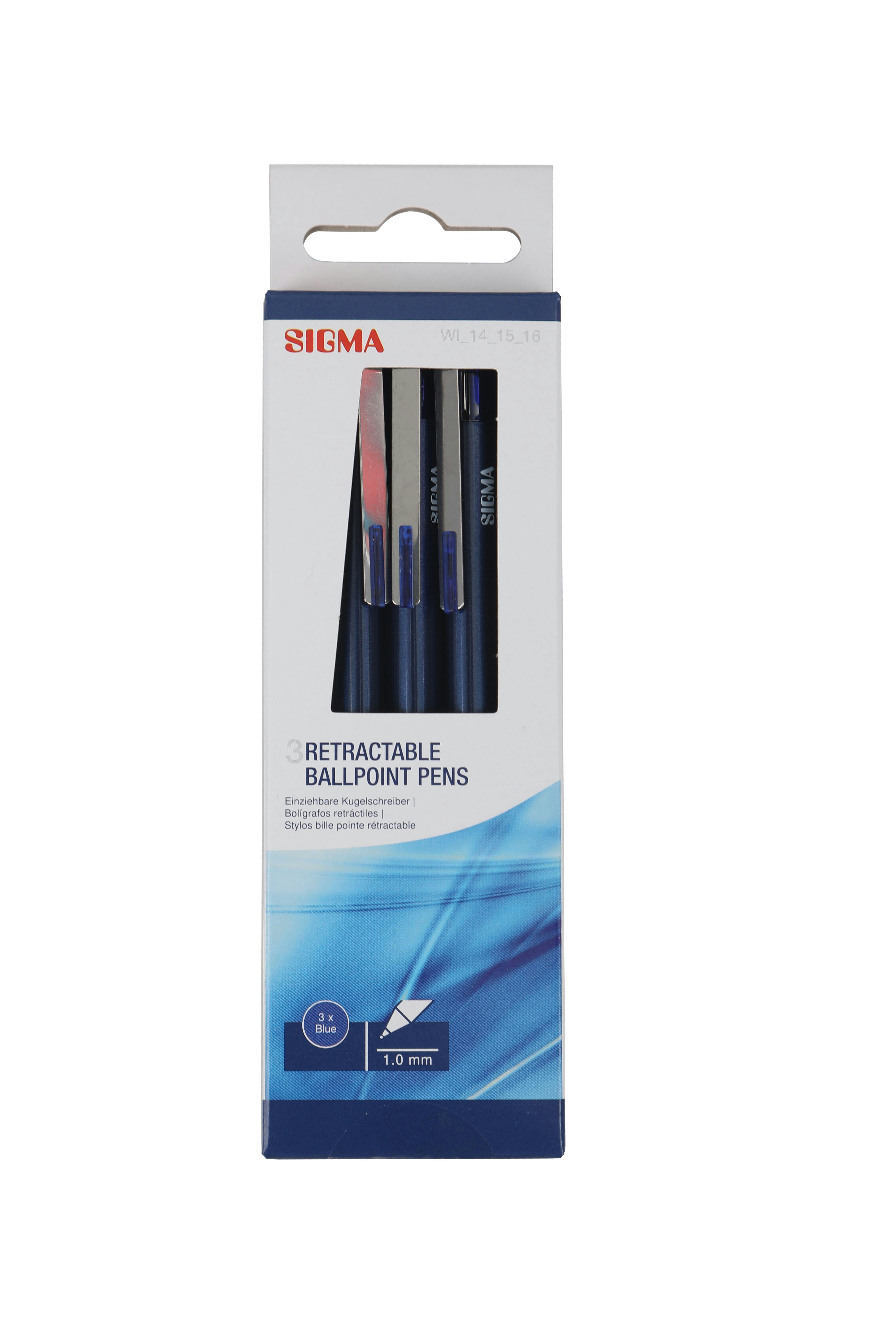 SIGMA Penna retrattile, blu, larghezza linea: 1 mm, 3 unità | METRO