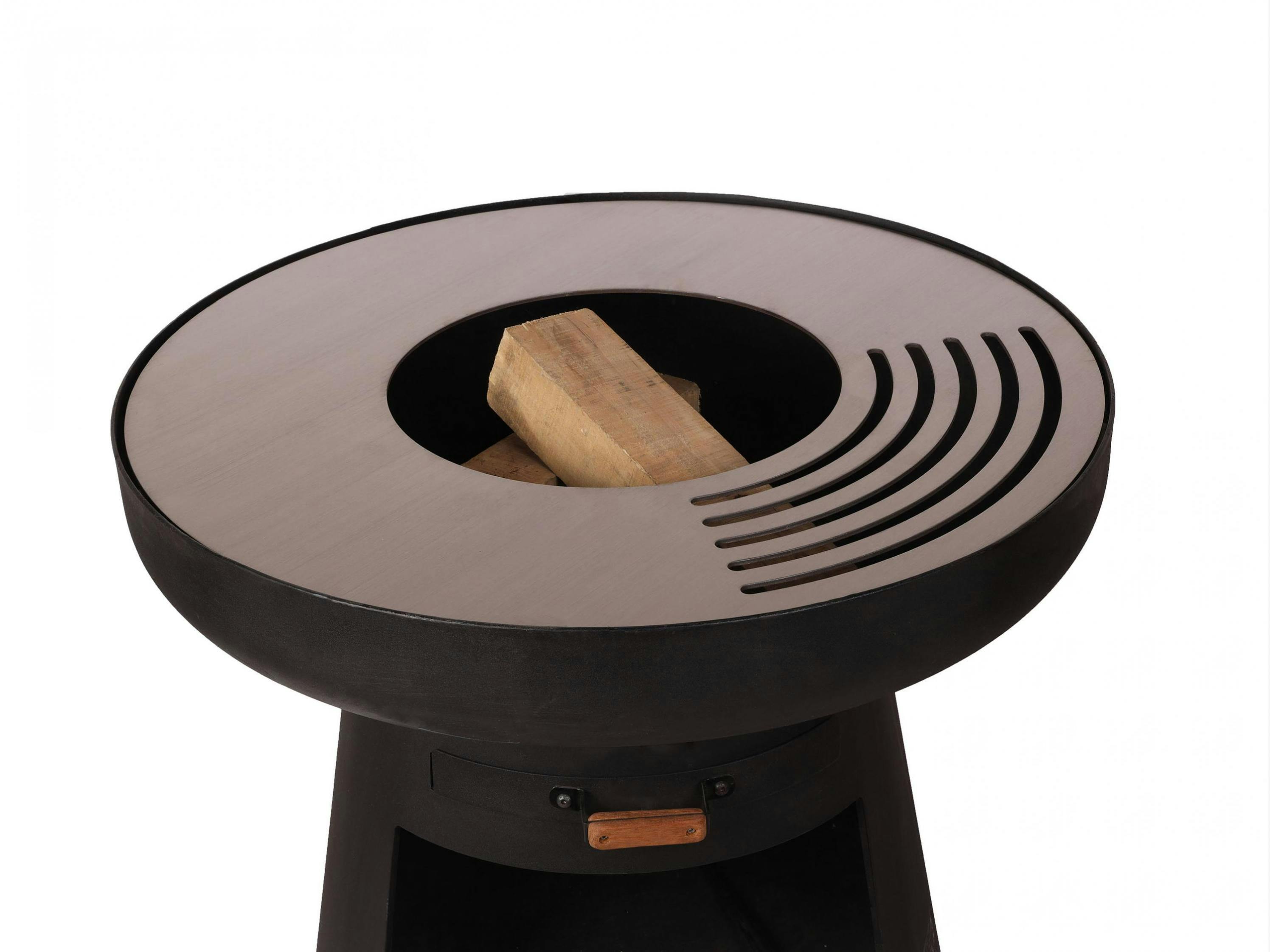 PURLINE Barbacoa redonda con plancha redonda y grill en acero color ...