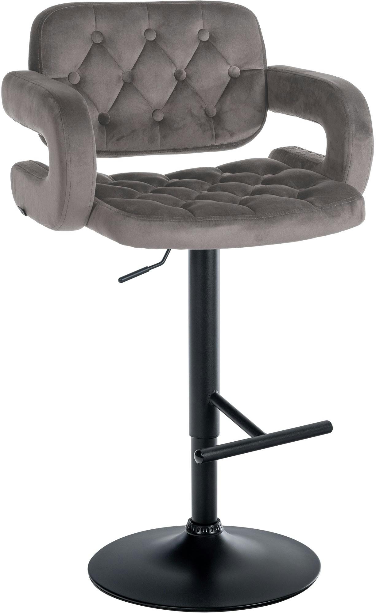 Barhocker Dublin Samt grau/Metall matt schwarz | METRO