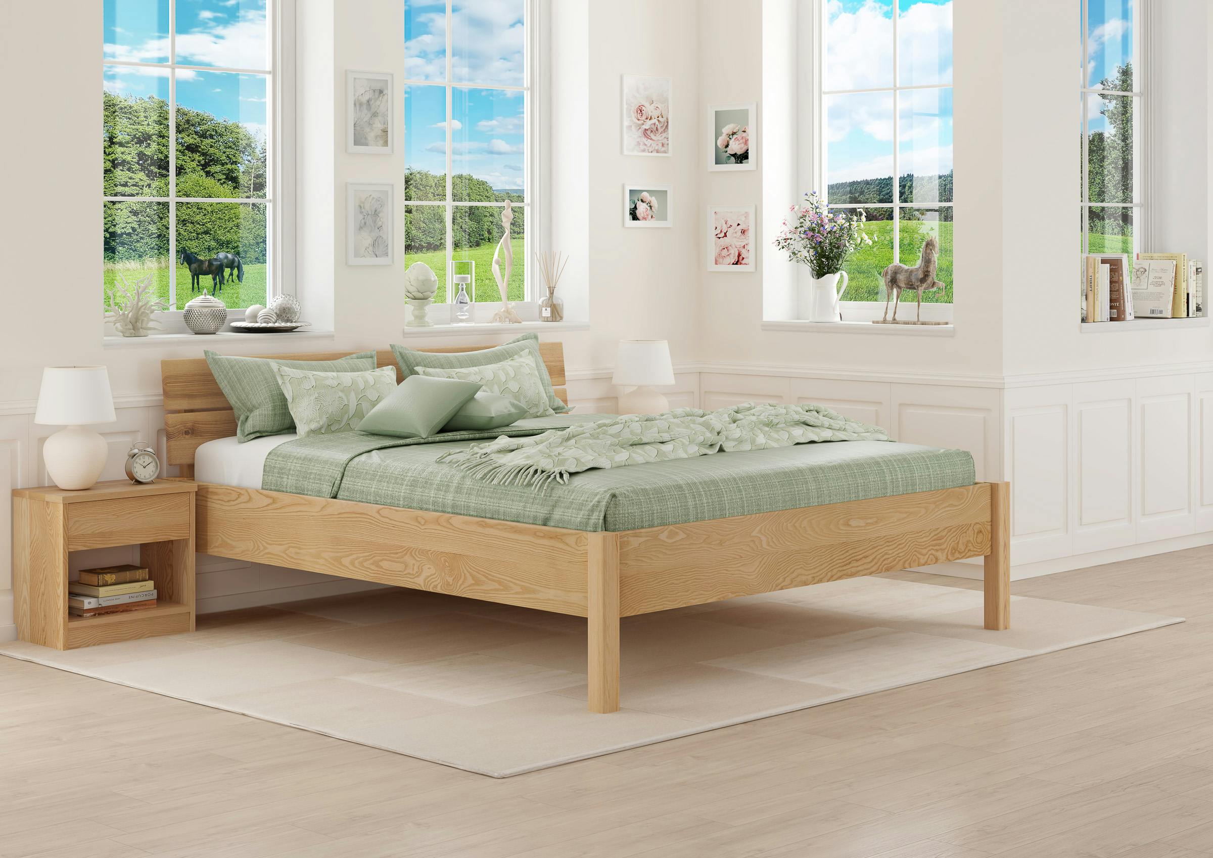 Metallfreies Doppelbett Eschenholz mit Rost 180x200 Tischlerarbeit V-60 ...