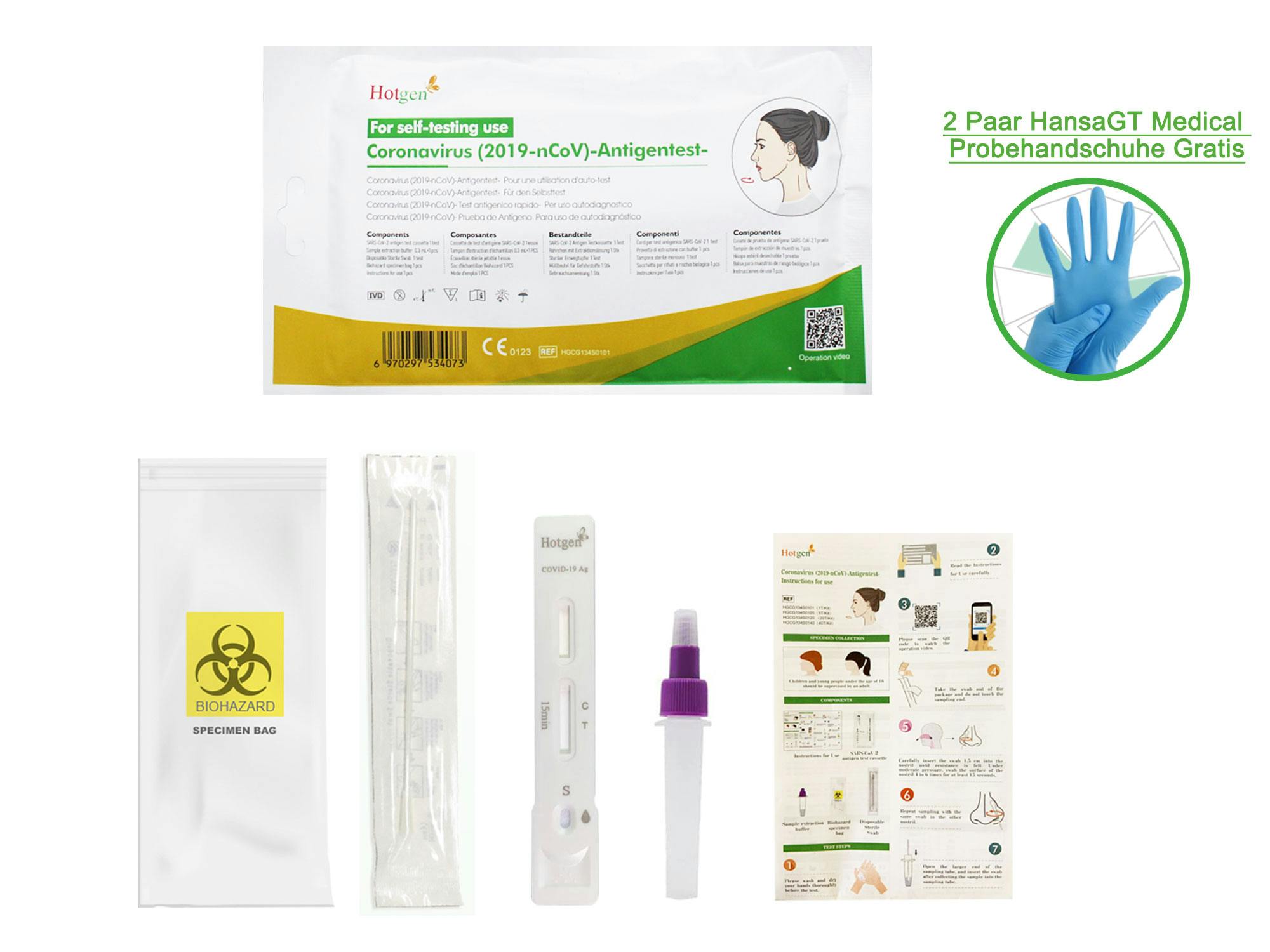 10 Stück Hotgen Corona Schnelltest, Gültigkeit bis 15.07.2023 ...