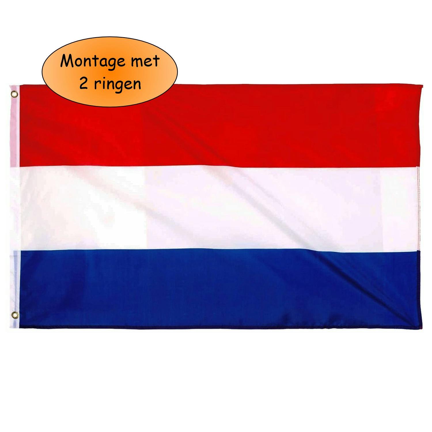 Nederlandse Vlag - Rood wit blauw - 90 x 150 cm - Polyester | Makro